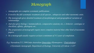 Kinds of taxonomic publications,taxonomic review ,revision, monograph ...