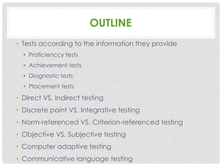 Kinds of tests and testing | PPTX