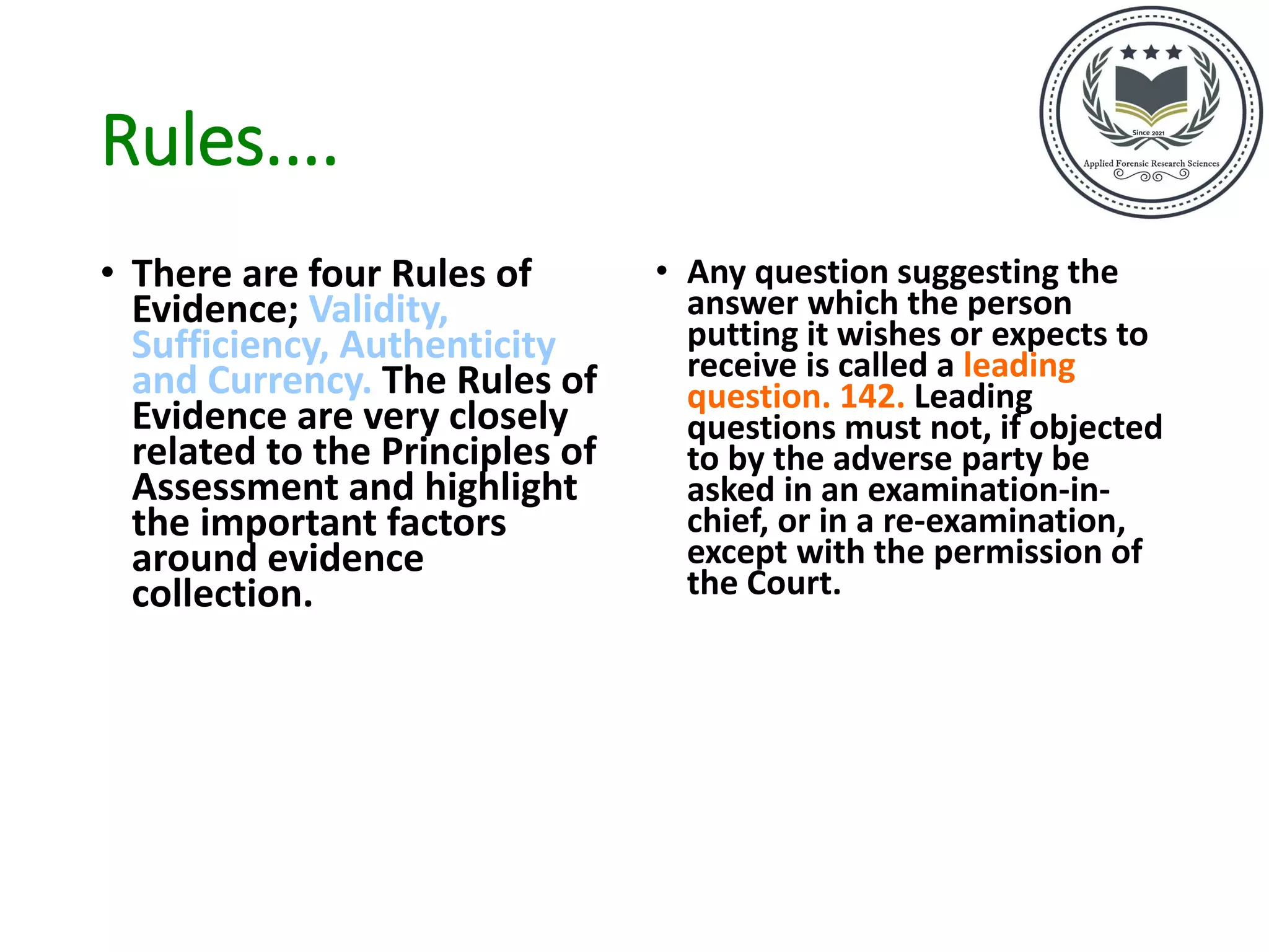 Types of witness and rules for giving evidences | PPTX