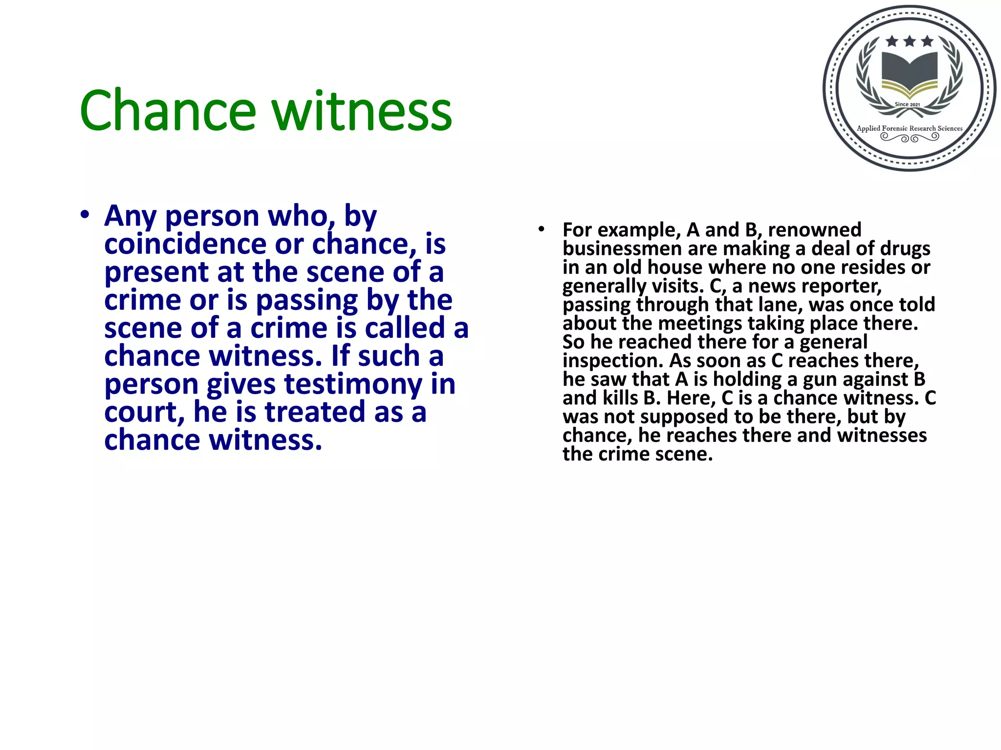Types of witness and rules for giving evidences | PPTX