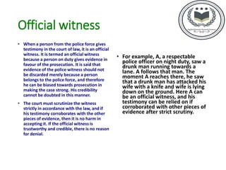 Types of witness and rules for giving evidences | PPTX