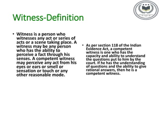 Types of witness and rules for giving evidences | PPTX