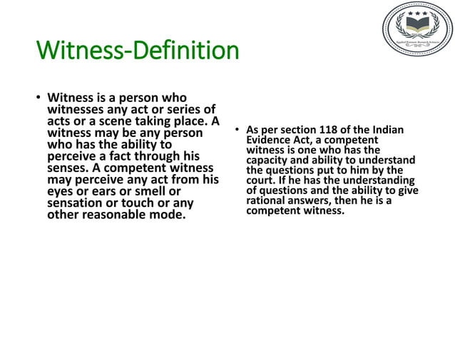 Types of witness and rules for giving evidences | PPTX