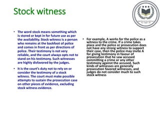 Types of witness and rules for giving evidences | PPTX