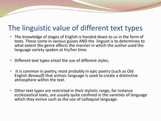 Context : The history of English writing | PPT