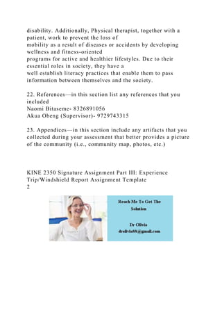 KINE 2350 Signature Assignment Part IV Final Reflection PaperAs.docx