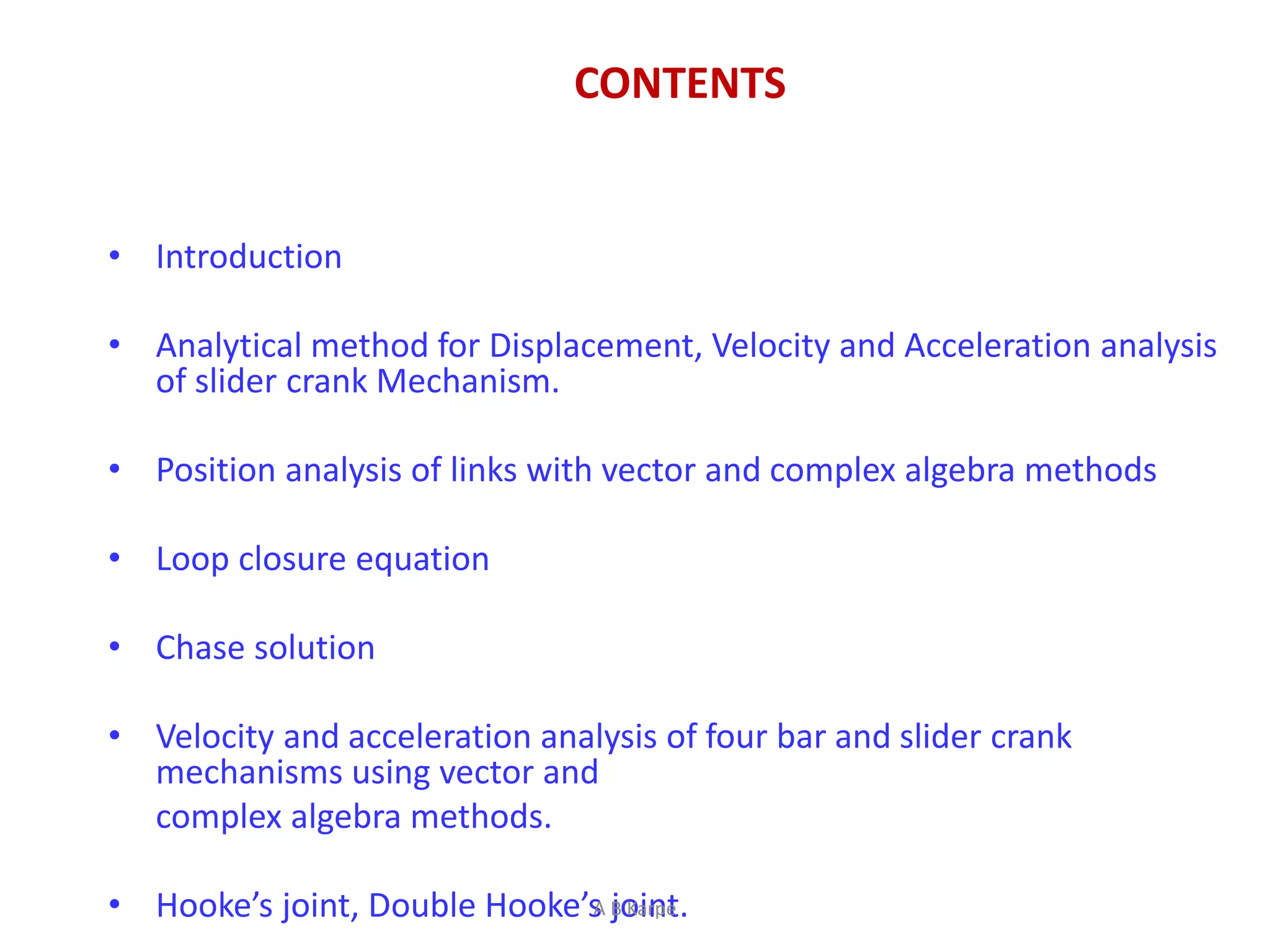 Kinematic analysis of mechanisms analytical methods | PPTX