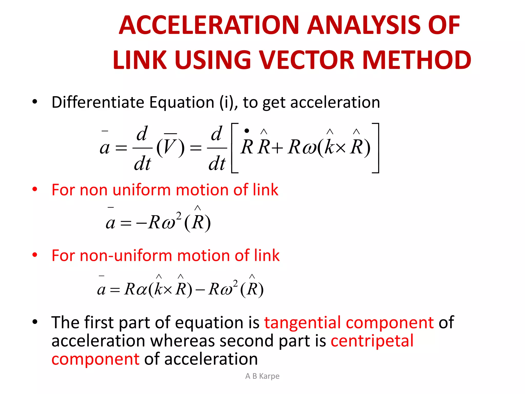 Kinematic analysis of mechanisms analytical methods | PPTX