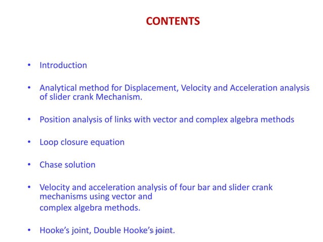 Kinematic analysis of mechanisms analytical methods | PPTX