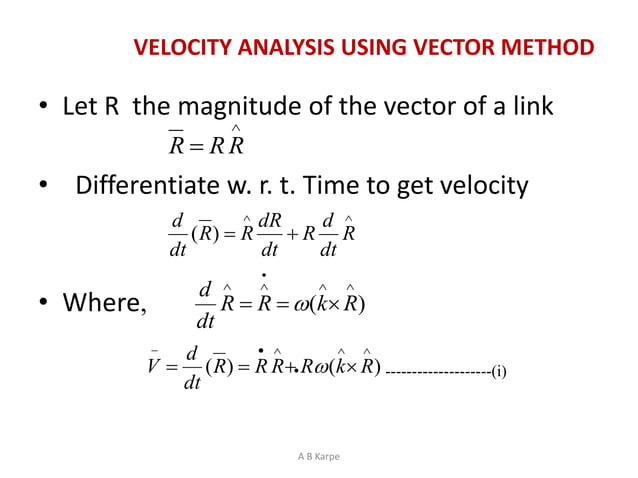 Kinematic analysis of mechanisms analytical methods | PPTX