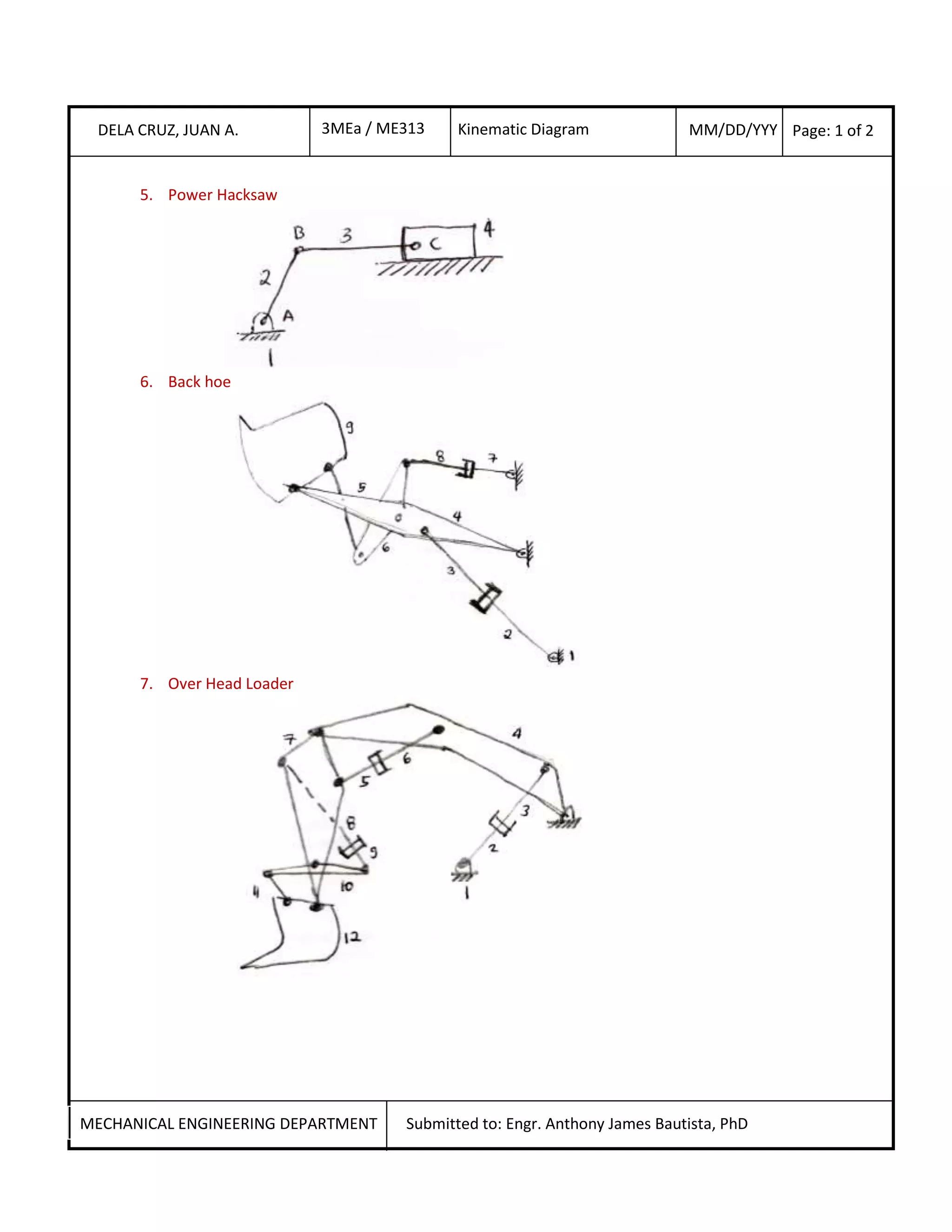 Kinematic diagram assignment 02 | PDF