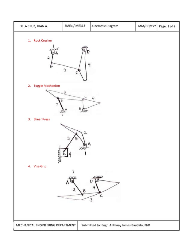 Kinematic diagram assignment 02 | PDF