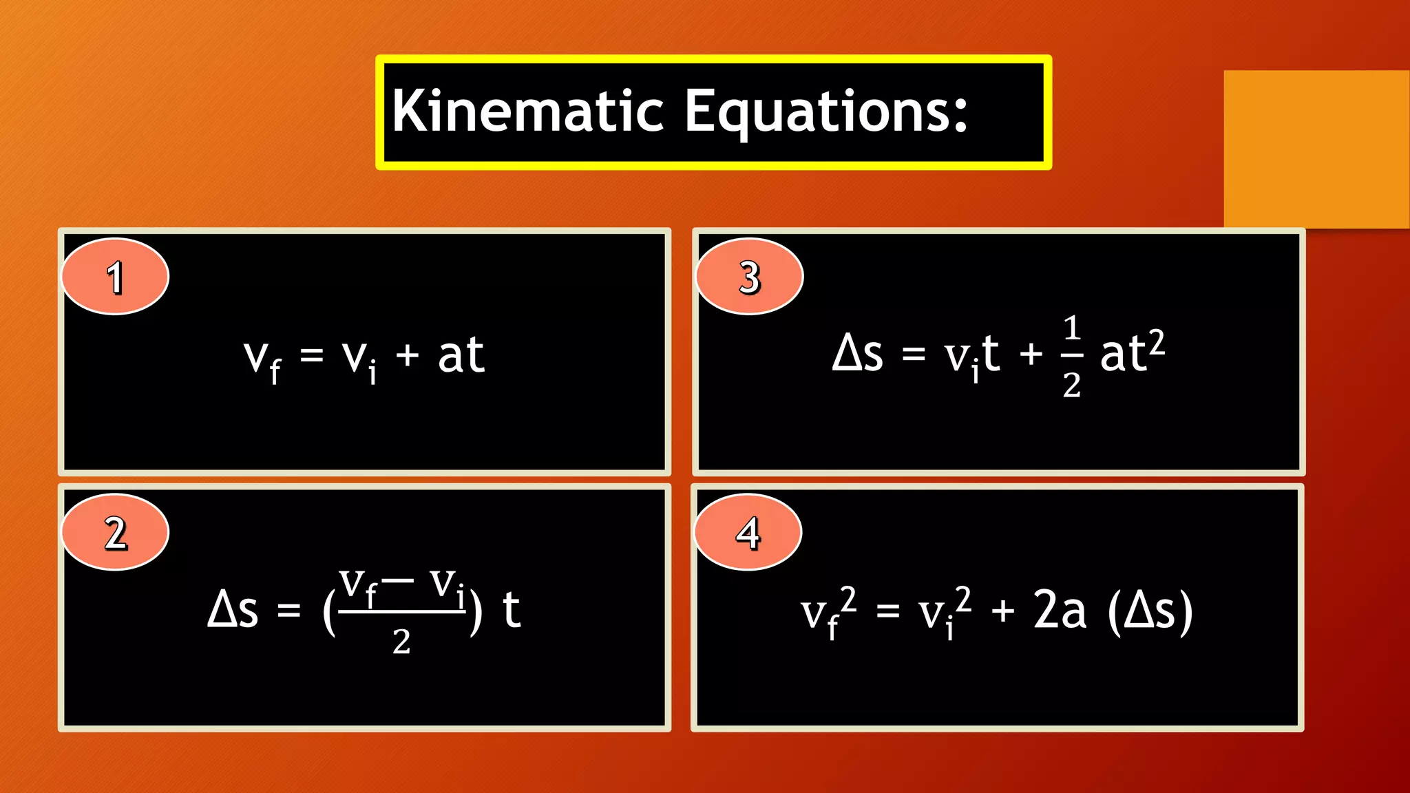 Kinematic equations | PPTX