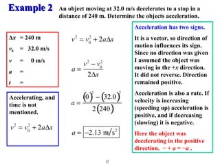 Kinematic equations of motion | PPT