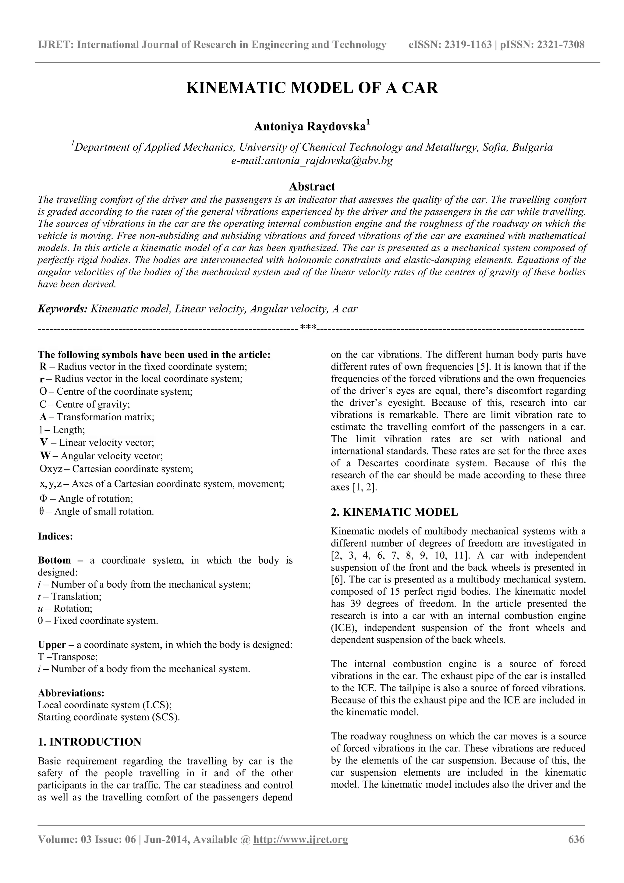 Kinematic model of a car | PDF