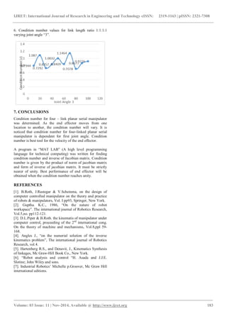 Kinematic performance analysis of 4 link planar serial manipulator | PDF