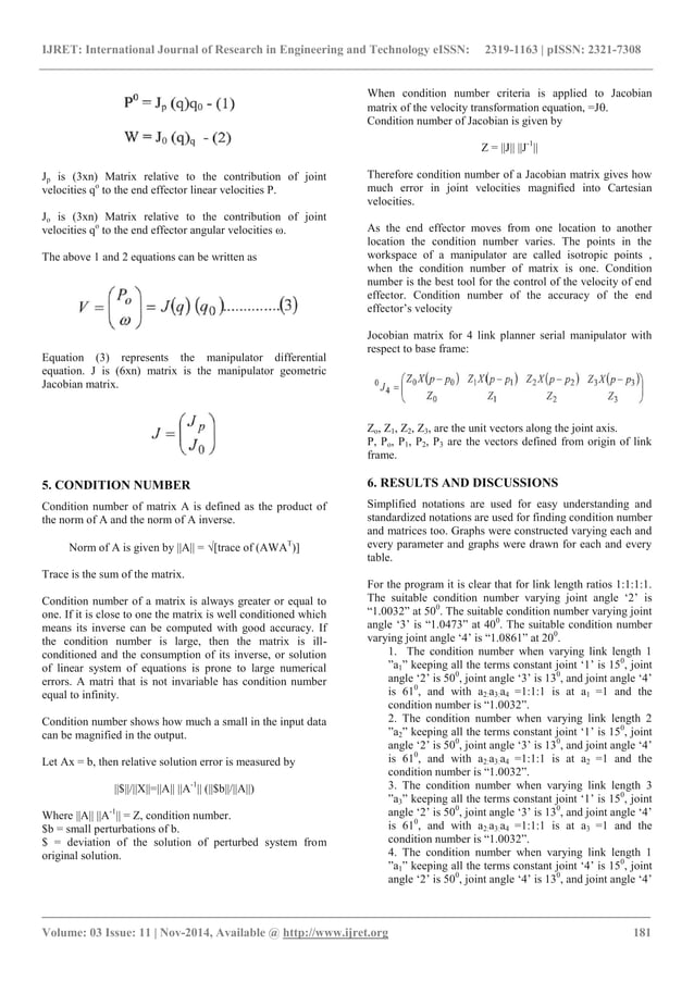Kinematic performance analysis of 4 link planar serial manipulator ...