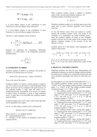 Kinematic performance analysis of 4 link planar serial manipulator | PDF