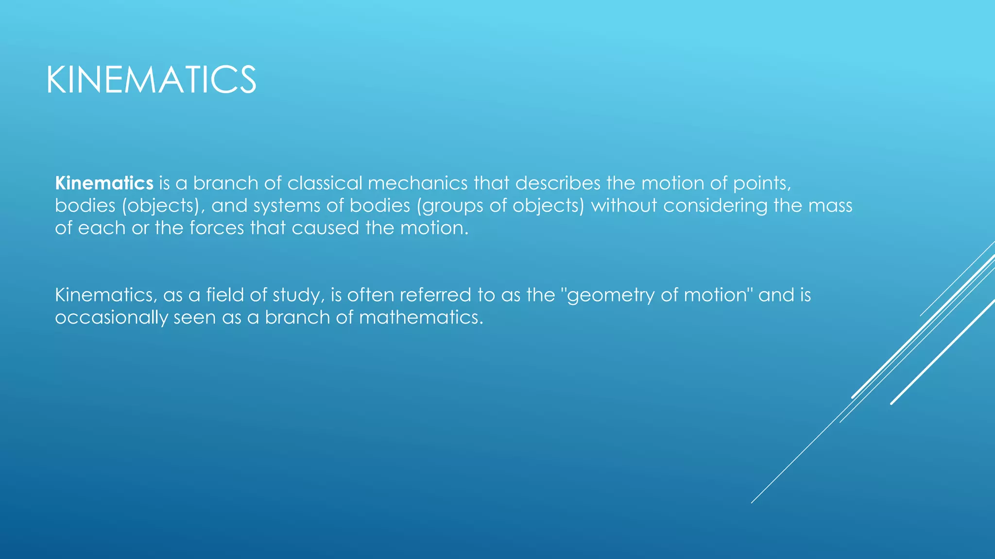 Kinematic relationship of a object in space | PDF