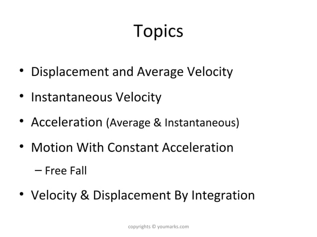 Kinematics: motion in 1 D | PPT | Physics | Science