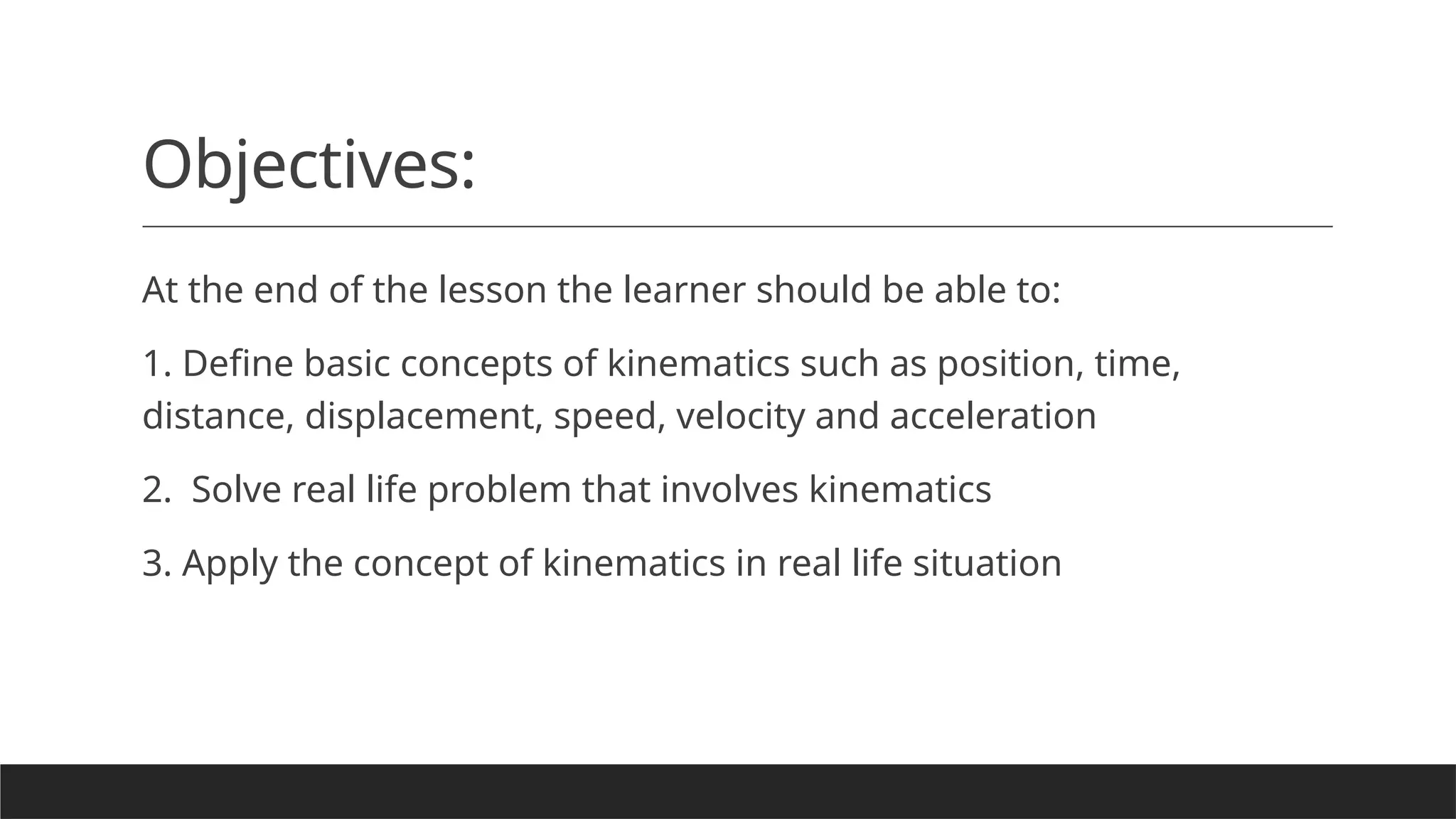 Physics 12 Kinematics Speed Distance Velocity Acceleration Pptx