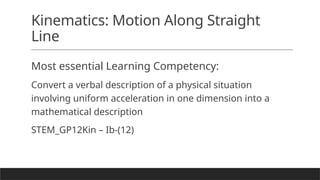Physics 12-Kinematics (Speed, Distance, Velocity, Acceleration) | PPTX