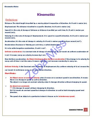 Kinematics Notes ,O Level Physics , Zeba ma'am.pdf