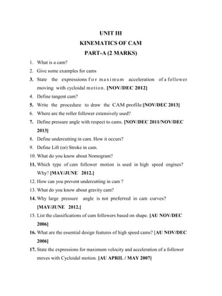 Kinematics of cam mechanisms | PDF