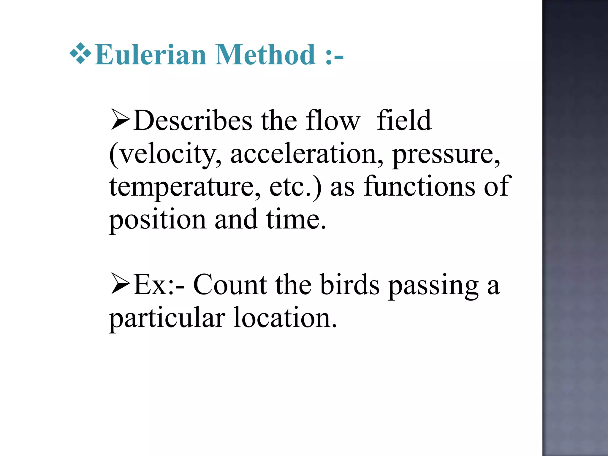 Kinematics of fluid flow & it’s application. | PPTX