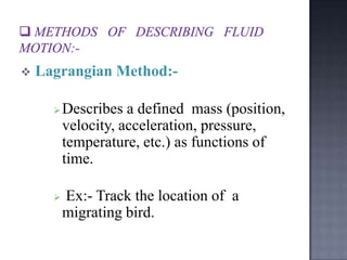 Kinematics of fluid flow & it’s application. | PPTX