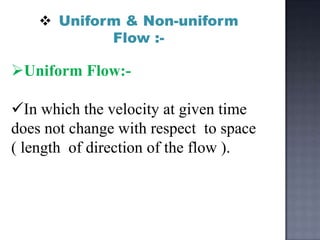 Kinematics of fluid flow & it’s application. | PPTX