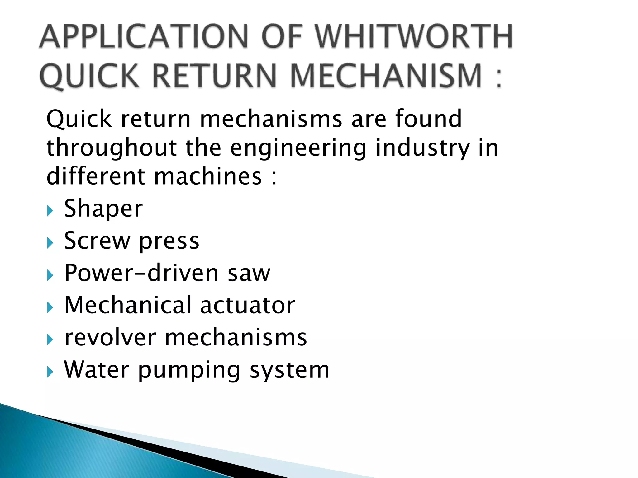 WHITWORTH QUICK RETURN MECHANISM | PPTX