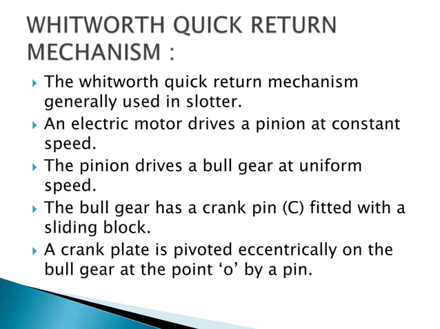WHITWORTH QUICK RETURN MECHANISM | PPTX | Rowing | Sports