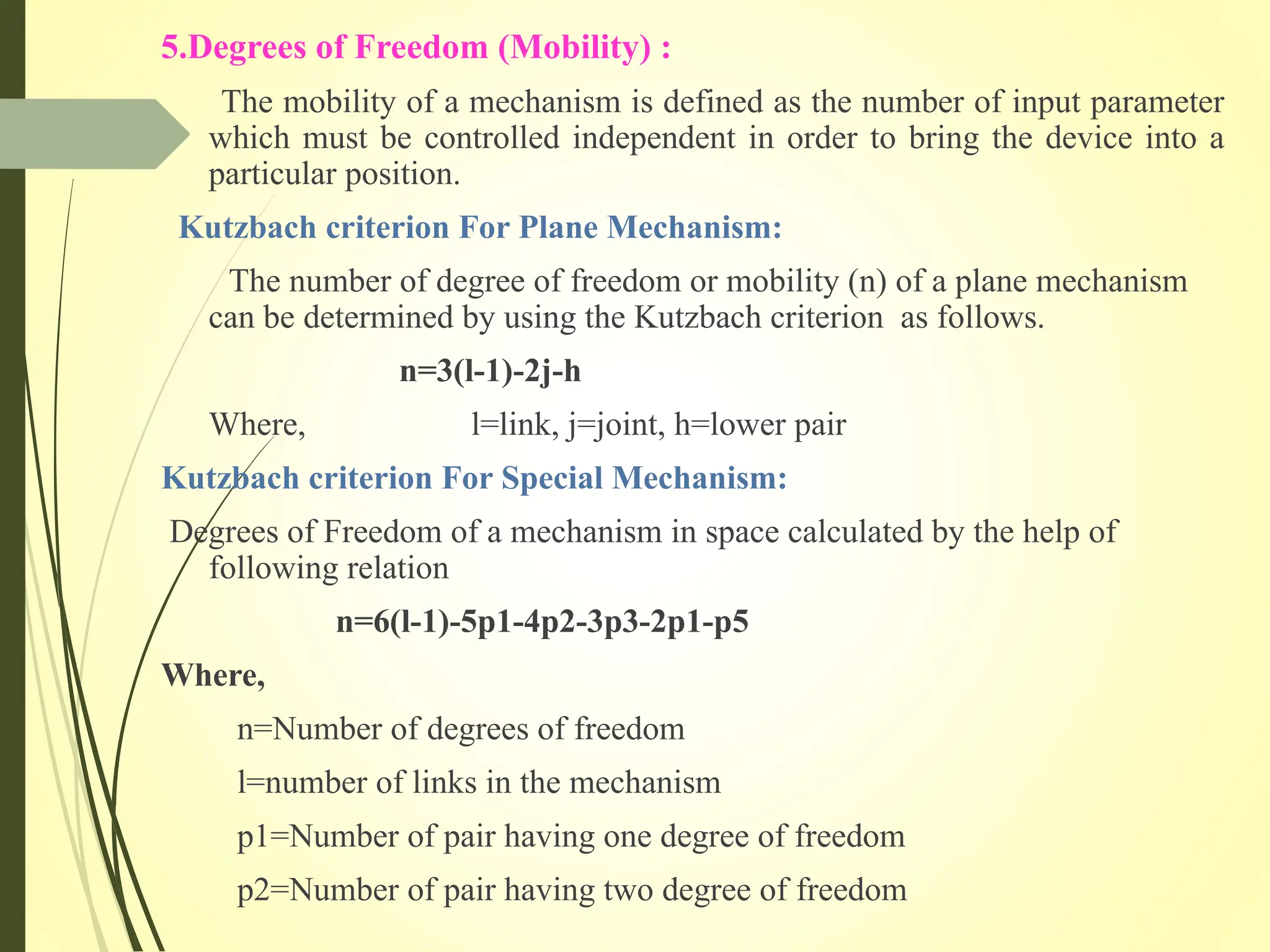 Kinematics Of Machines Basics Of Mechanisms Ppt Ppt