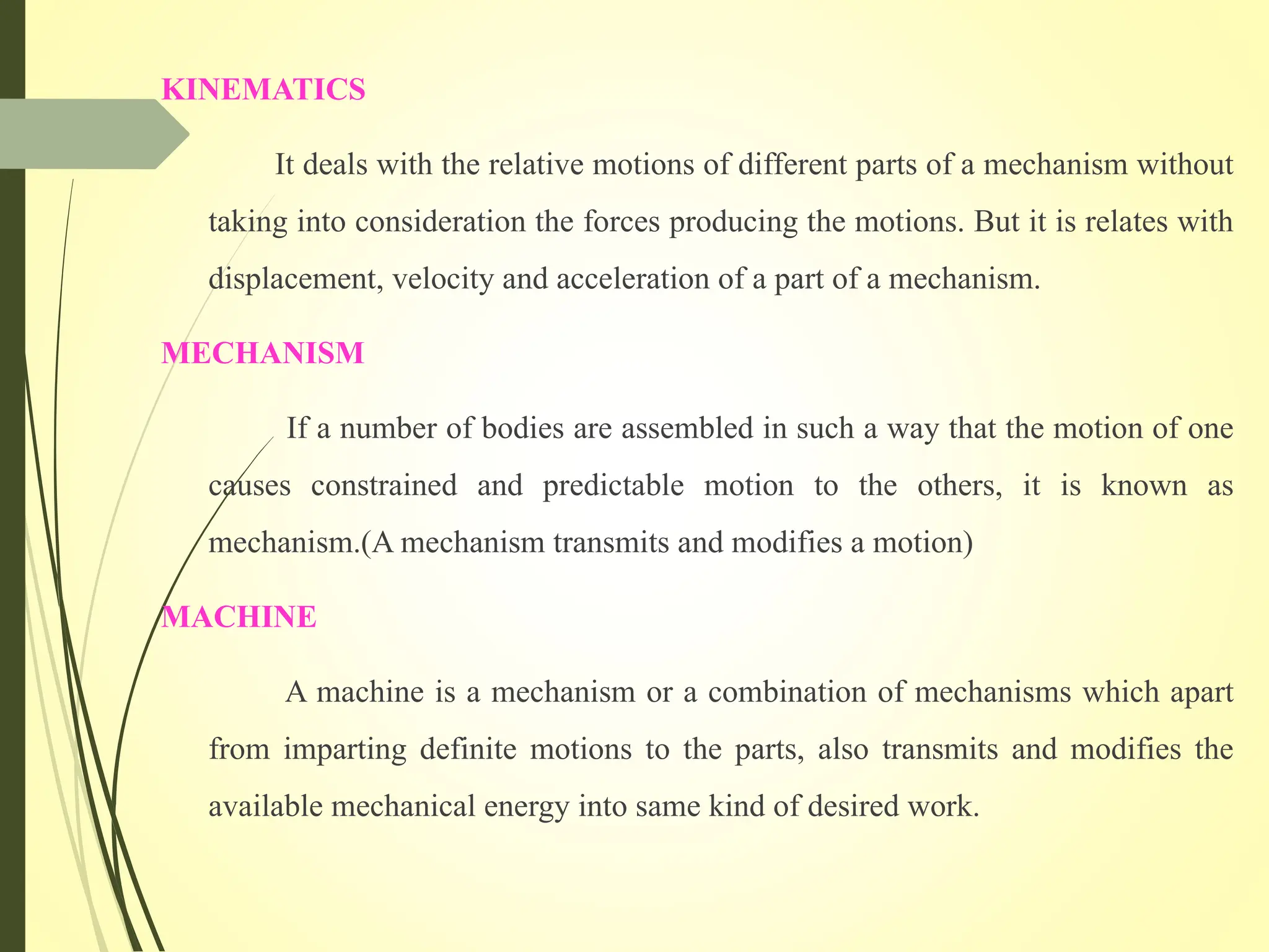 KINEMATICS OF MACHINES-BASICS OF MECHANISMS.ppt.ppt
