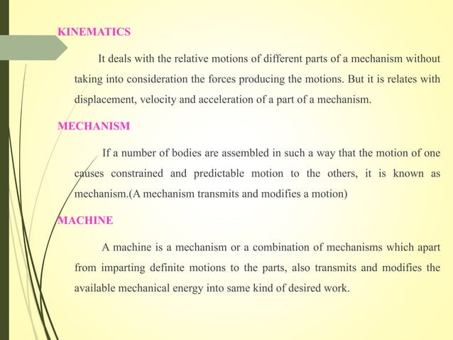 KINEMATICS OF MACHINES-BASICS OF MECHANISMS.ppt.ppt