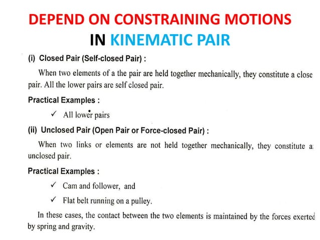 KINEMATICS OF MACHINES-UNIT-I-BASIC CONCEPTS & INTRODUCTION | PPT