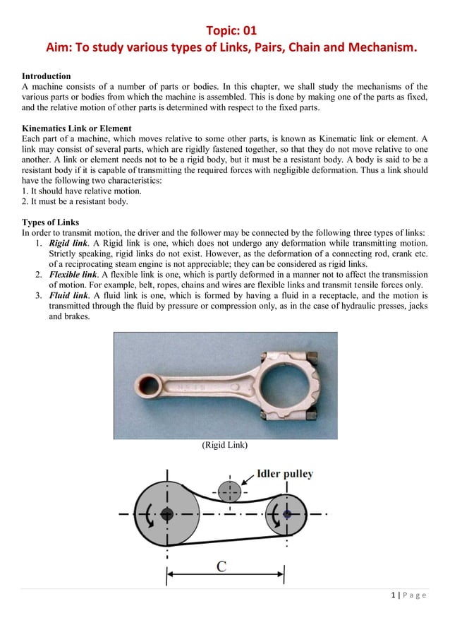Kinematics of Machine study material | PDF