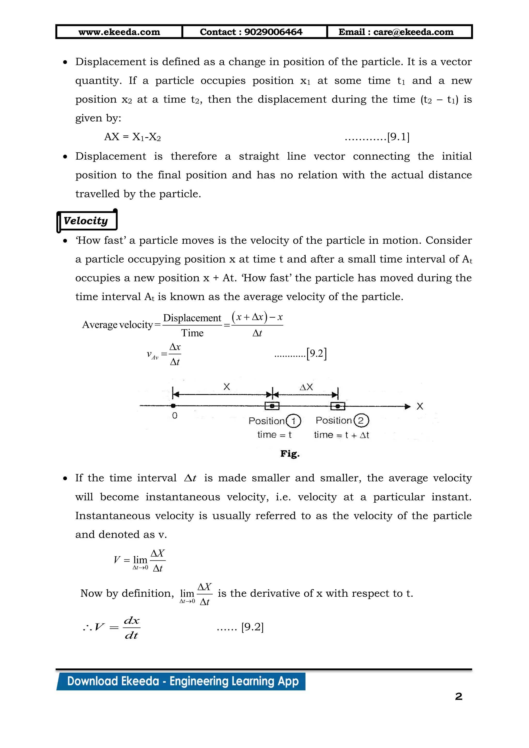 Kinematics of particles | PDF