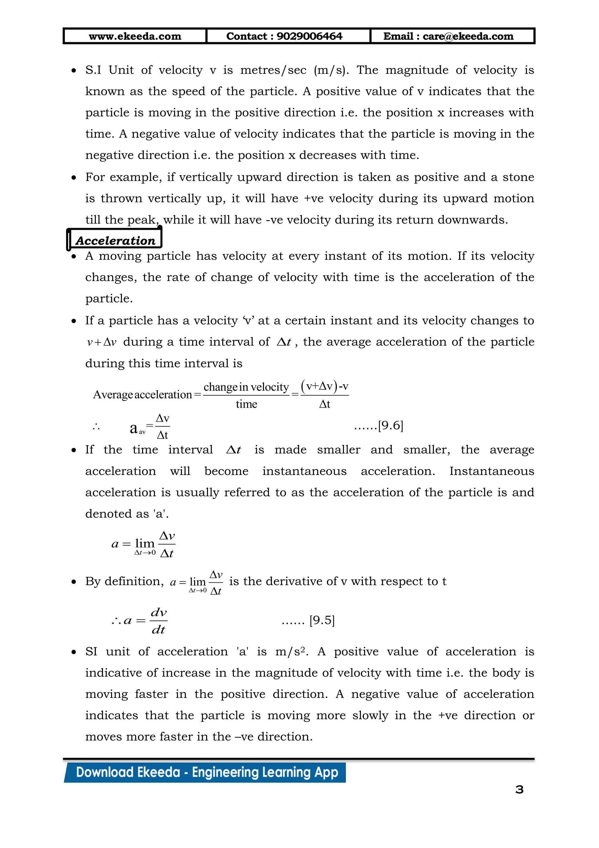 Kinematics of particles | PDF