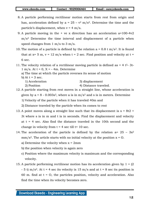 Kinematics of particles | PDF