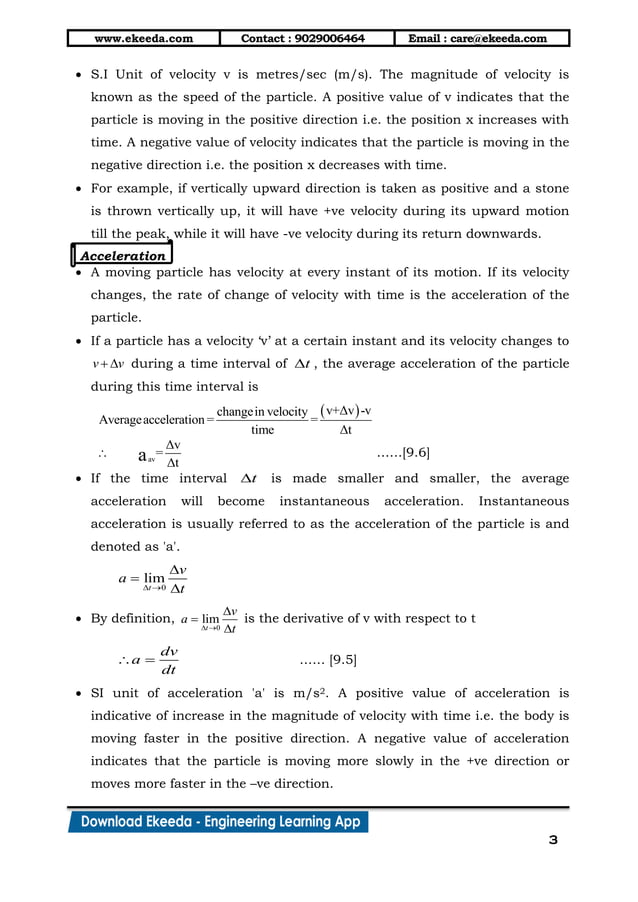 Kinematics of particles | PDF