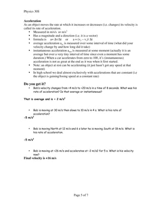 Kinematics review answers | PDF