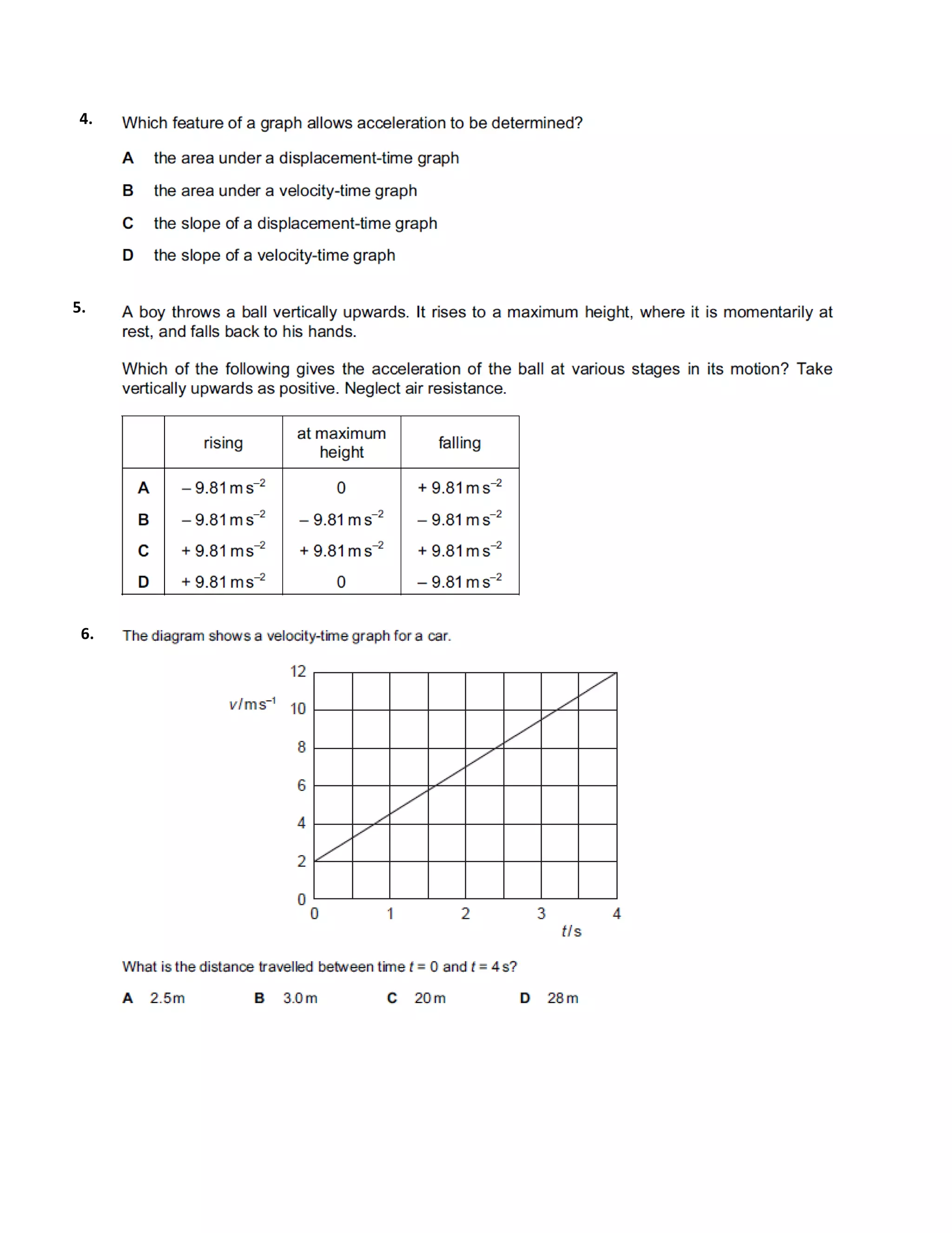 Kinematics worksheet | DOCX