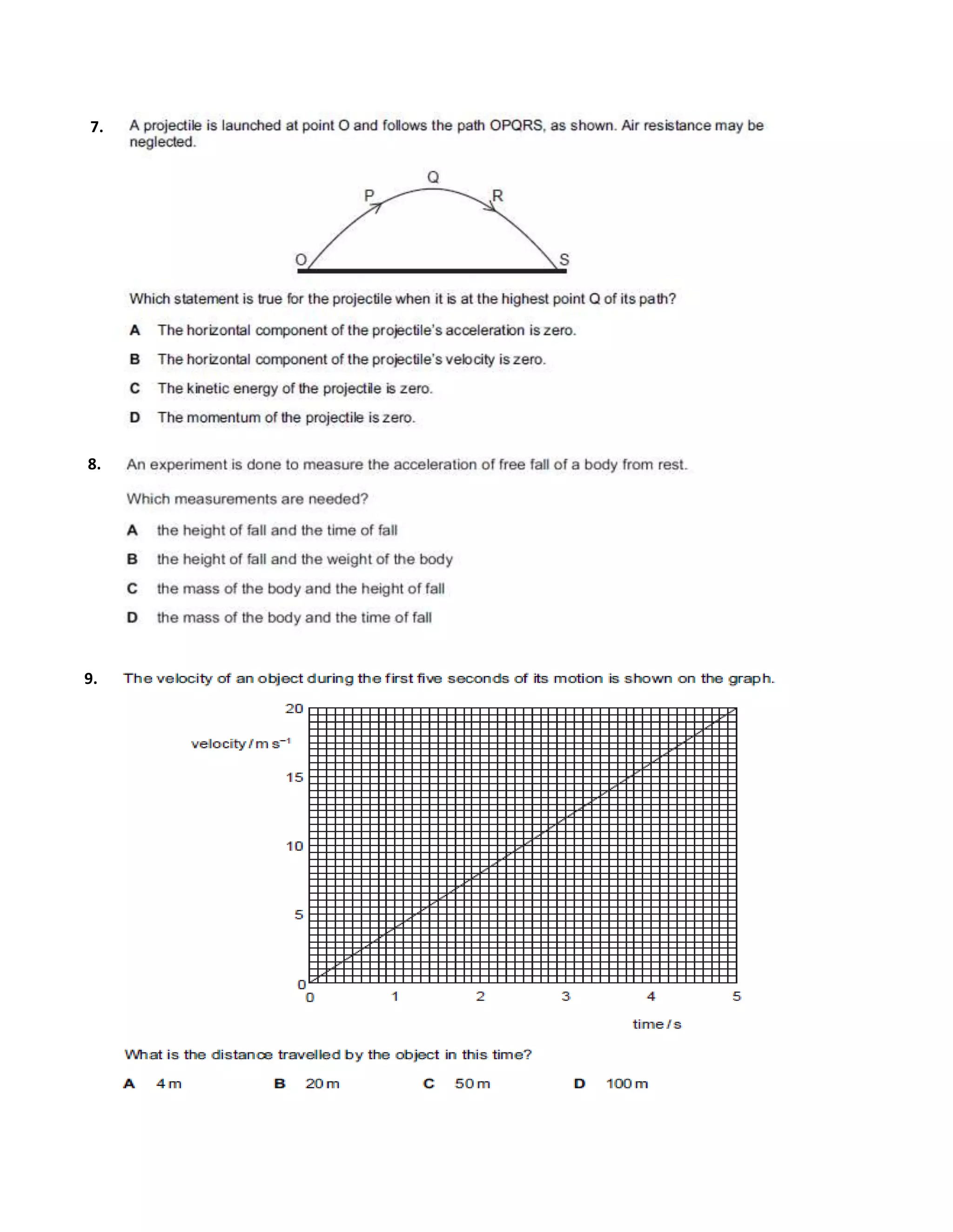 Kinematics worksheet | DOCX