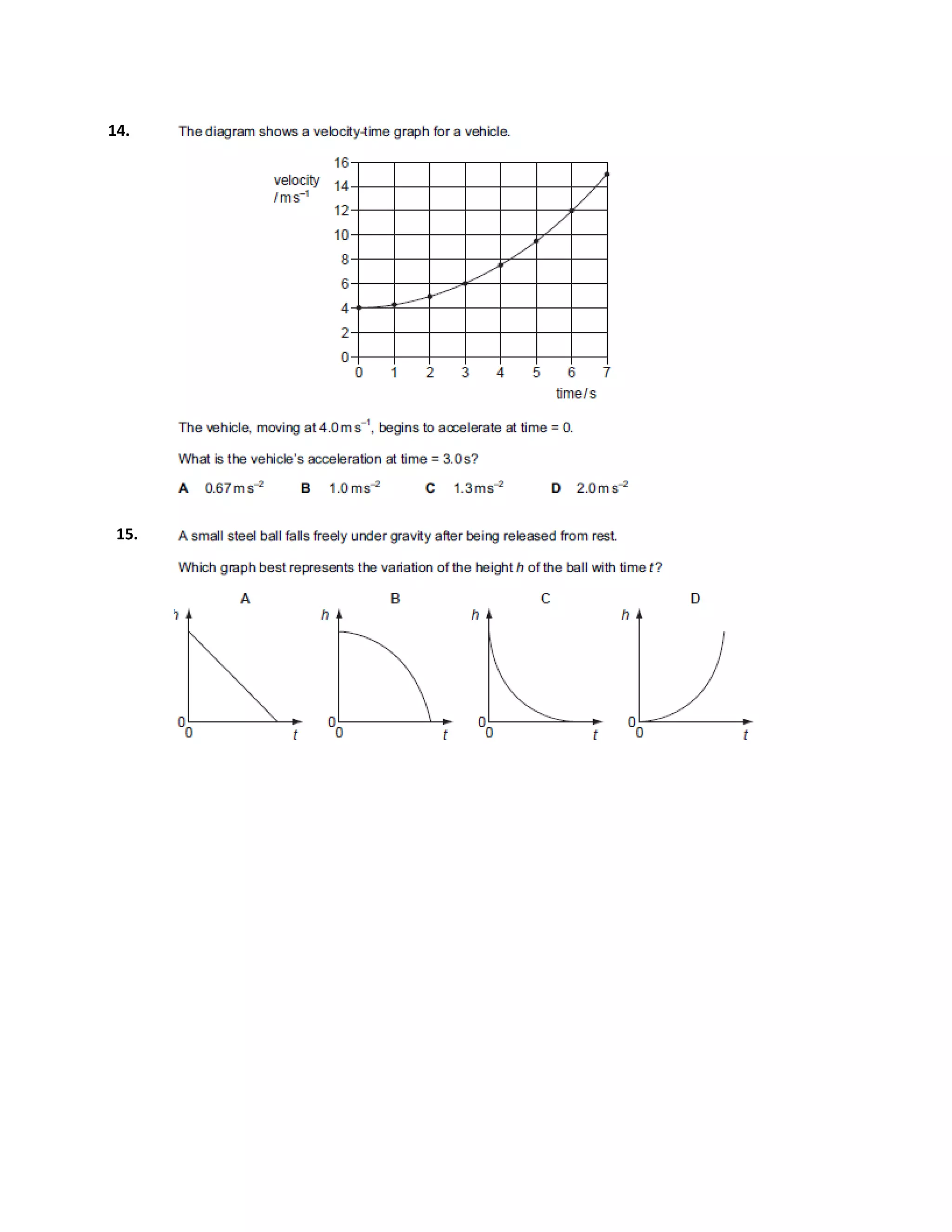 Kinematics worksheet | DOCX