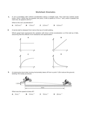 Kinematics worksheet | DOCX