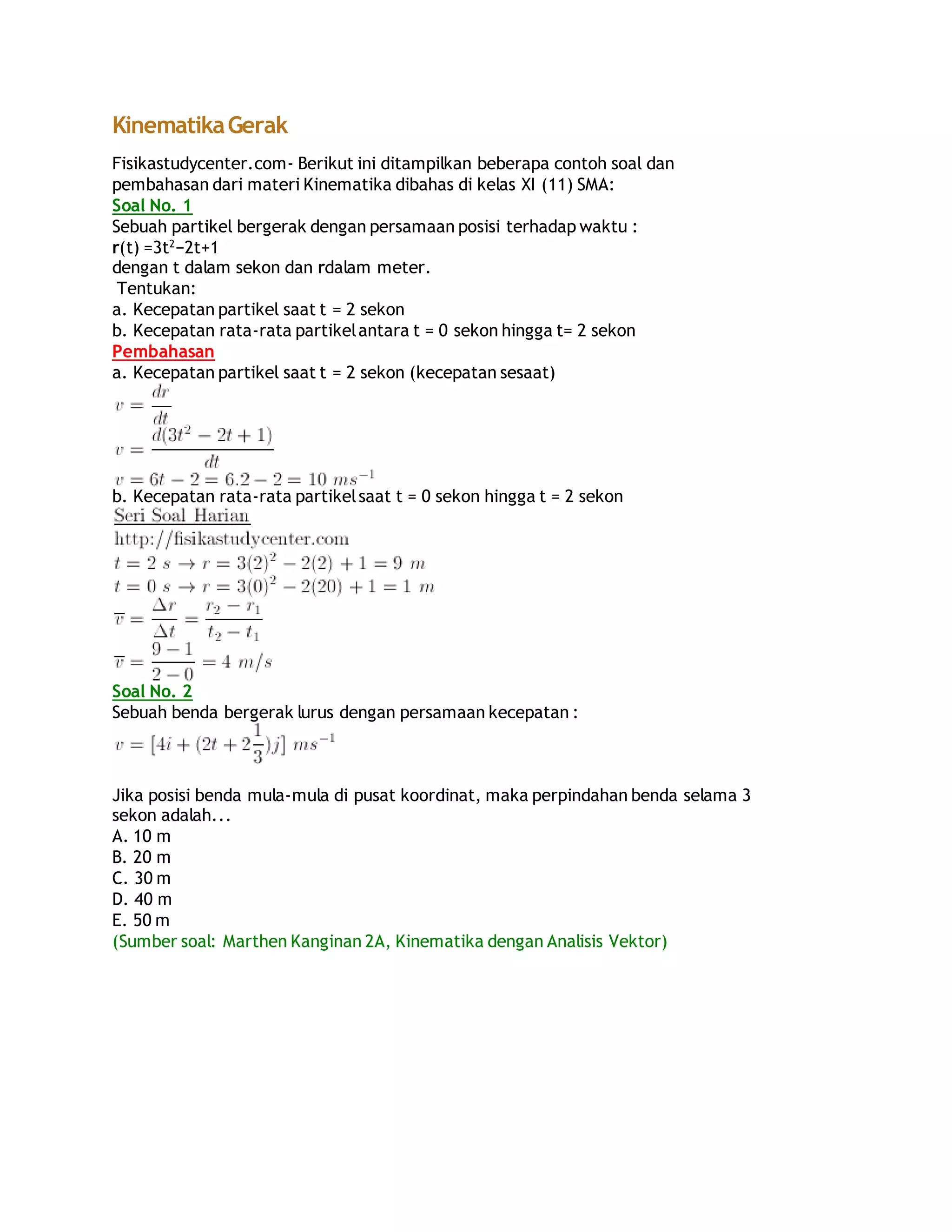 Kinematika gerak | DOCX