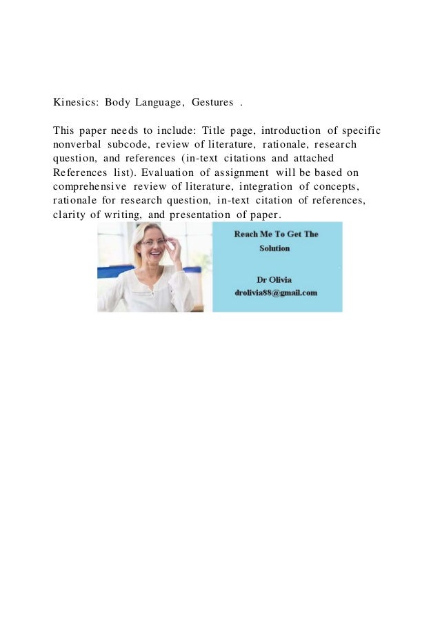 Kinesics Body Language, Gestures .This paper needs to inclu | PDF