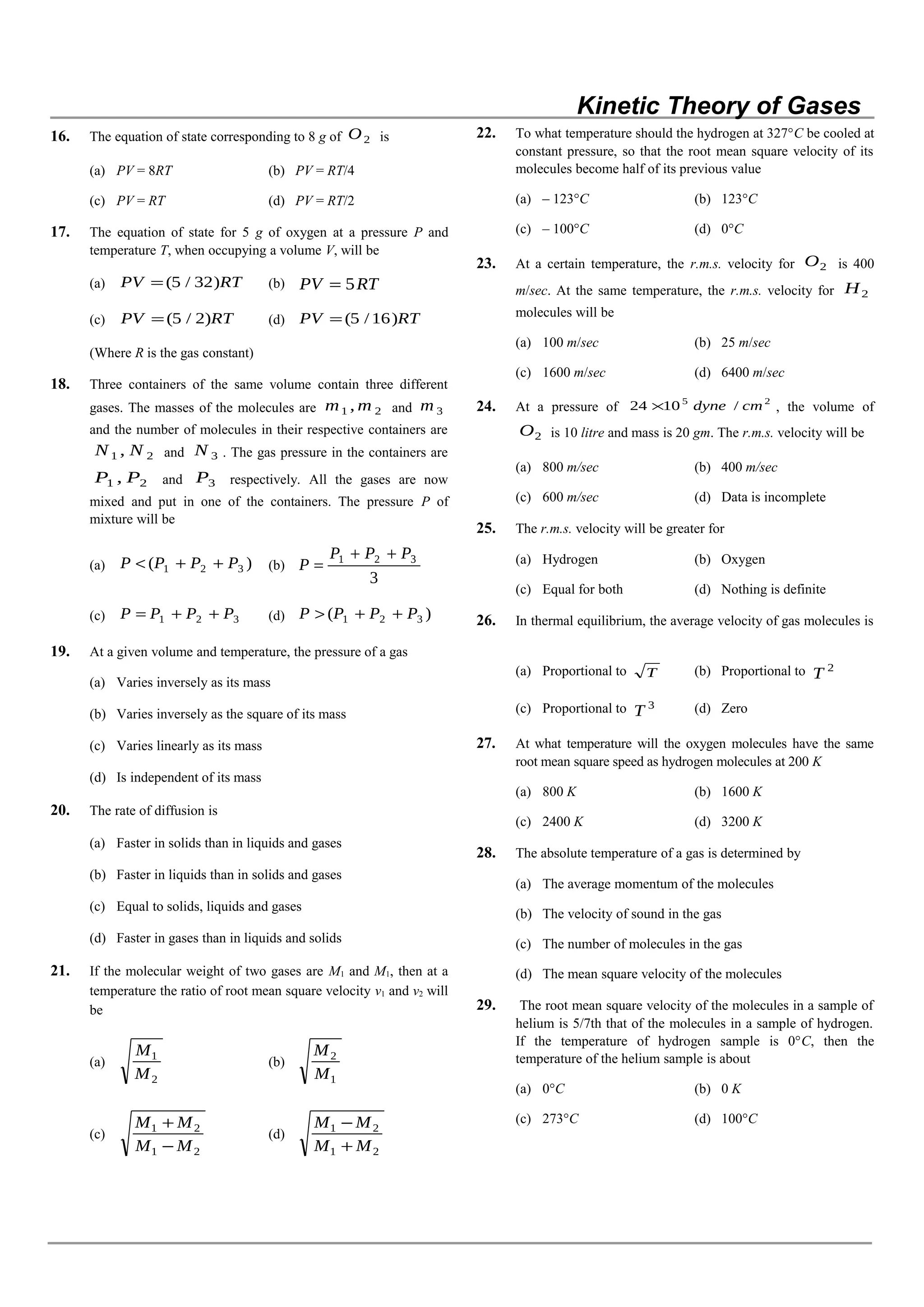Kinetic THEORY OF GASES | PDF
